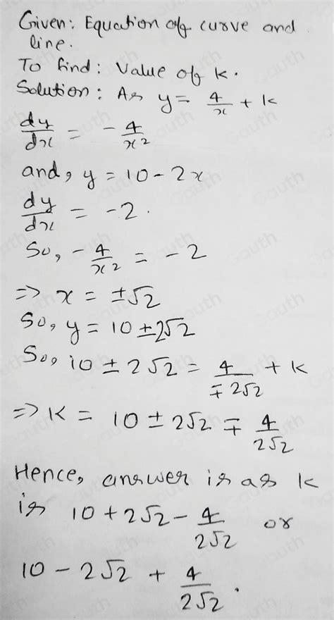 Solved P IAl The Curve C Has Equation Y X K Where K Is A Positive Constant The Line