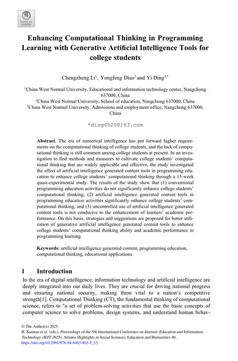 Pdf Enhancing Computational Thinking In Programming Learning With Generative Artificial