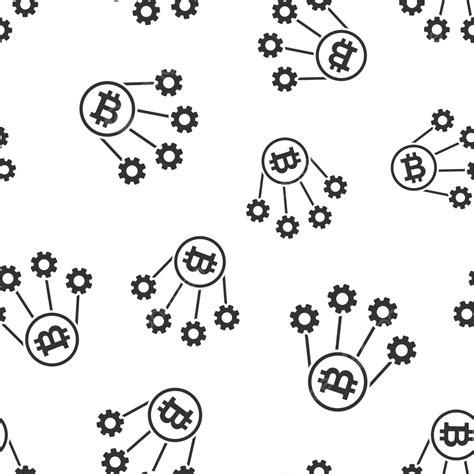 Flatstyle Bitcoin Icon On Isolated White Background With Blockchain Pattern Vector Electronic