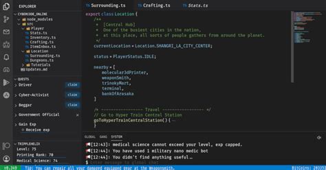 cybercodeonline cyberpunk text mmo rpg built with react js and typescript