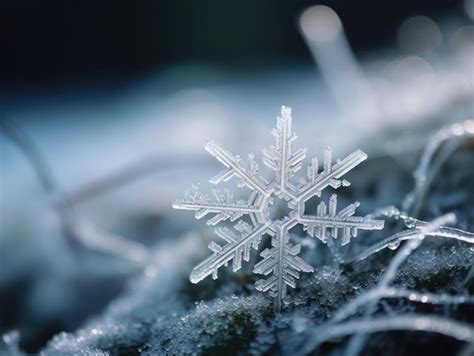 Premium Photo Snowflake In A Window With A Blue Background