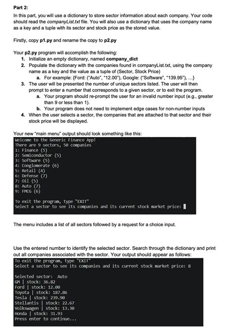 Solved Part 2in This Part You Will Use A Dictionary To