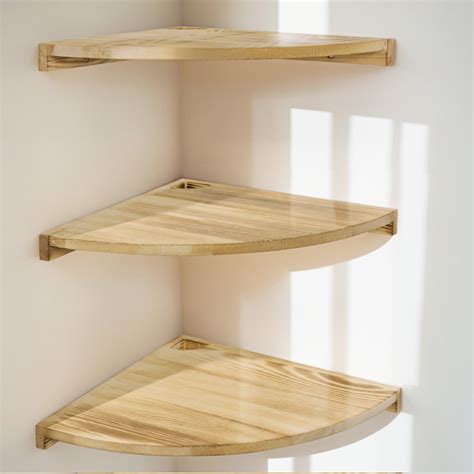 Afuly Floating Corner Shelves For Wall Rustic Solid Brown Wood Wall