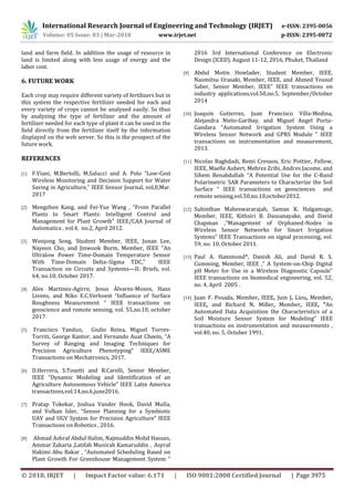 IRJET Iot Based Intelligent Management For Agricultural Process Using