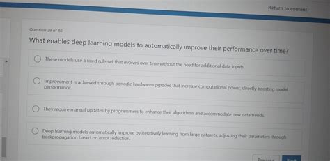 Solved Return To Content Question 29 Of 40 What Enables Deep Learning