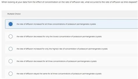 Solved Diffusion Effect Of Concentration On The Rate Of