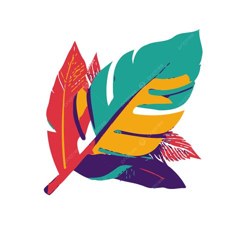 녹색 배경 벡터 일러스트 레이 션 세트와 무지개 색깔의 잎 흰색 배경에 이국적인 단순한 다채로운 아이콘 그림자 없음 작은 프레임 중앙 Png 일러스트 및 벡터 에