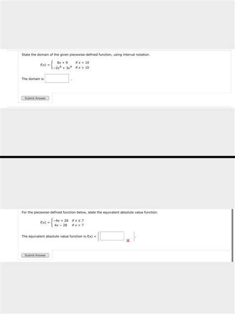 solved state the domain of the given piecewise defined