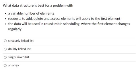 Solved What Data Structure Is Best For A Problem With A Chegg