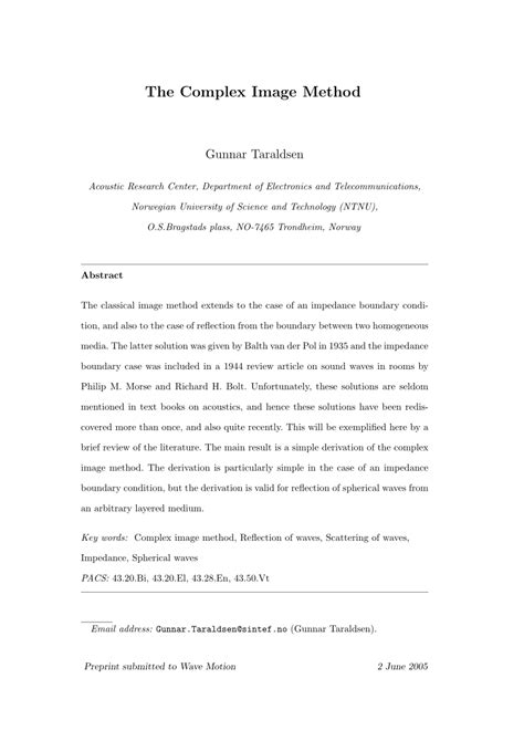PDF The Complex Image Method