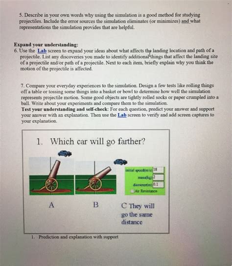 Solved This Lab Uses The Projectile Motion Simulation From Chegg