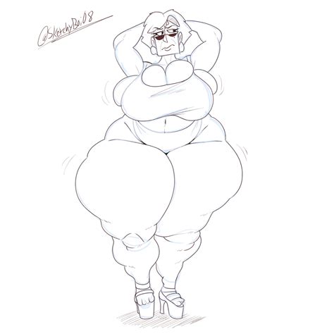 Rule 34 Big Breasts Earrings Karen Karen Sketchyboi08 Line Art Milf