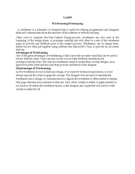 Lab 5 Hci Lab Lab Wireframingprototyping A Wireframe Is A