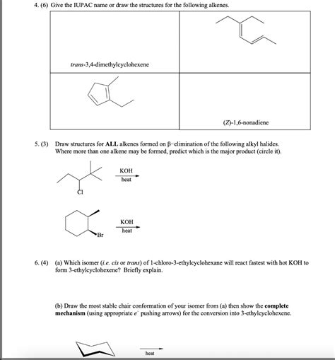 Solved 4 6 Give The Iupac Name Or Draw The Structures For