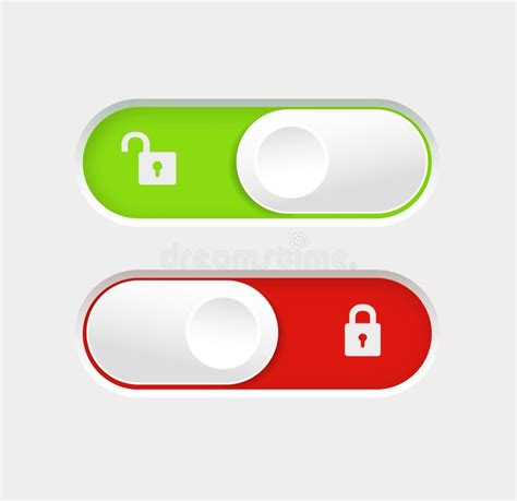 Blocked And Unlocked Toggle Switch Buttons Material Design Switch Buttons Set Stock Vector