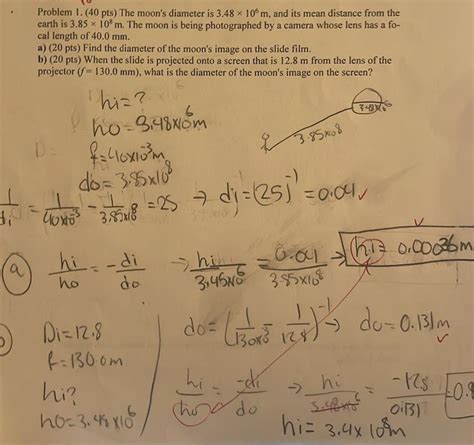 Solved Problem 1 40 Pts The Moon S Diameter Is 3 48106 Chegg Com
