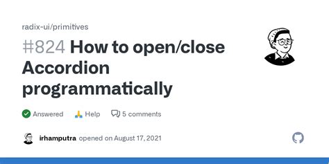 How To Openclose Accordion Programmatically · Radix Ui Primitives · Discussion 824 · Github