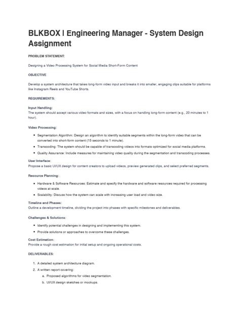 Blkbox Engineering Manager System Design Assignment Pdf