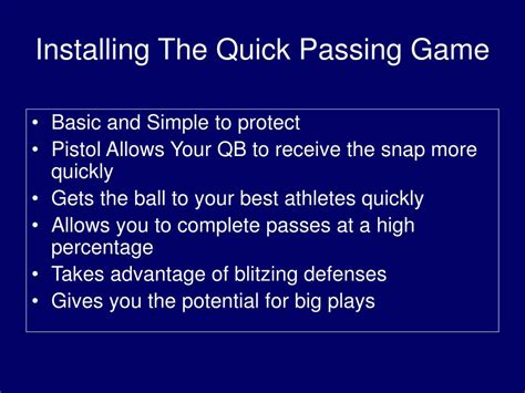 Ppt Installing The Quick Passing Game In The Pistol Offense