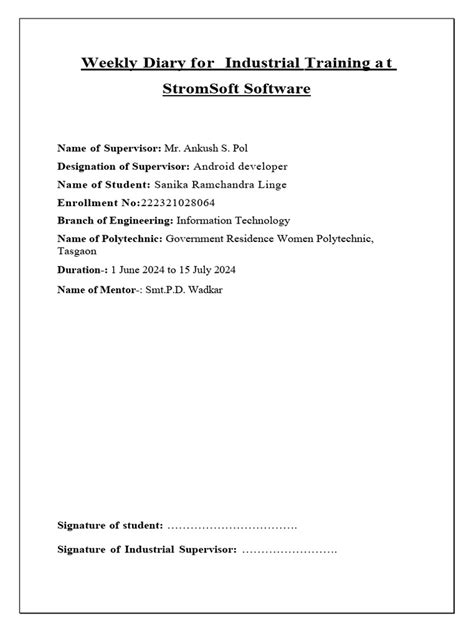 Weakly Report Industrial Training Android Development Using Java Pdf