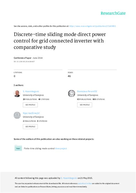 Pdf Discrete Time Sliding Mode Direct Power Control For Grid Connected Inverter With