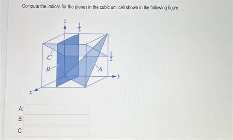 Solved Compute The Indices For The Planes In The Cubic Unit Chegg Com