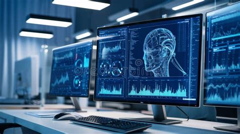 Ai Algorithm Analyzing Patient Data In A High Tech Office Stock