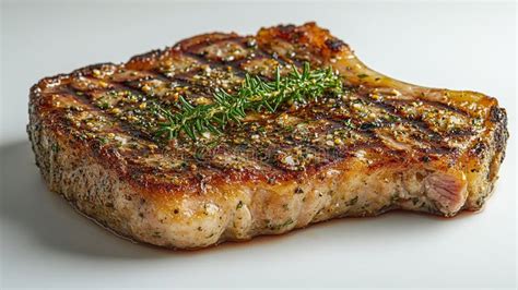 Grilled Steak Rosemary Garnish White Background Food Photography Recipe Stock Illustration