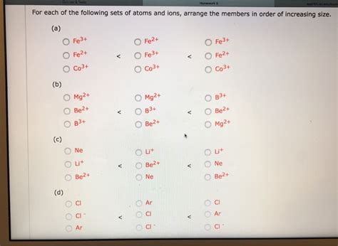 Solved For Each Of The Following Sets Of Atoms And Ions