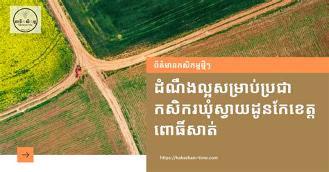 ដំណឹងល្អសម្រាប់ប្រជាកសិករឃុំស្វាយដូនកែវខេត្តពោធិ៍សាត់ នាទីកសិកម្ម Kaksekam Time
