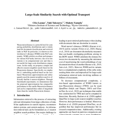 large scale similarity search with optimal transport acl anthology