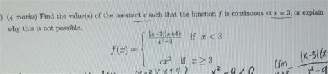 Solved 4 Marks Find The Values Of The Constant E Such