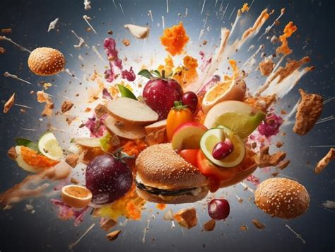 Premium Ai Image Exploding Food Illustration