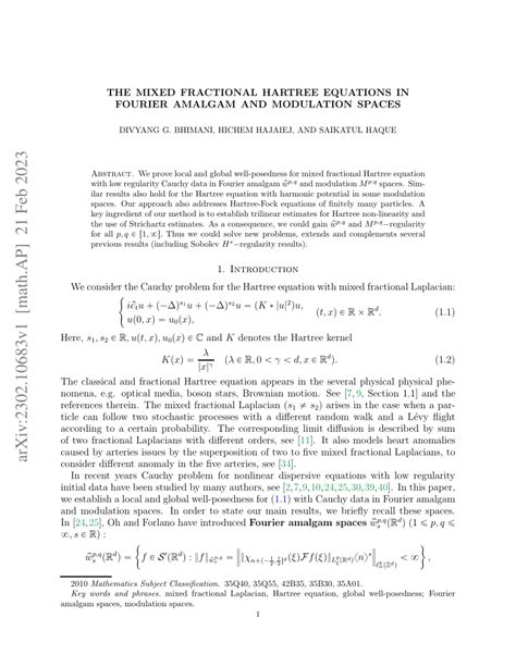 Pdf The Mixed Fractional Hartree Equations In Fourier Amalgam And
