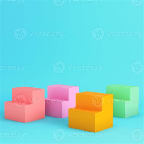 Colorful Boxes On Bright Blue Background In Pastel Colors 49773481