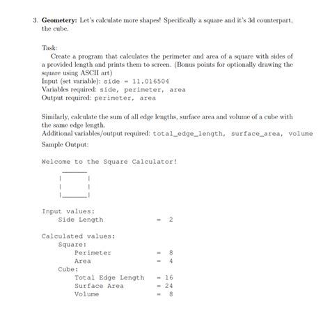 Solved 3 Geometery Let S Calculate More Shapes Chegg Com