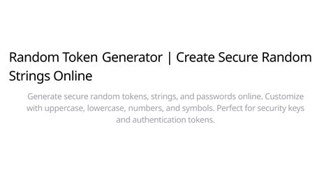 random token generator create secure random strings online toolskithub