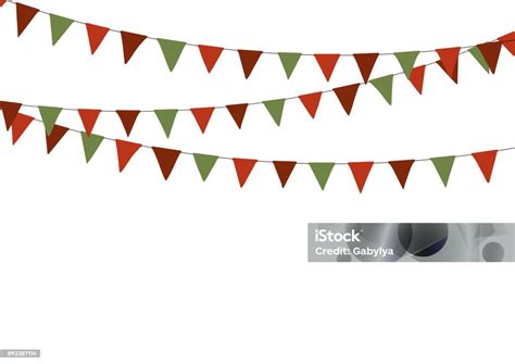크리스마스 삼각형 깃발 디자인 포스터 카드 초대장 및 인사말 카드에 대 한 녹색 및 빨강 색상에서 플래그 고등학교 이하에 대한 스톡 벡터 아트 및 기타 이미지 Istock