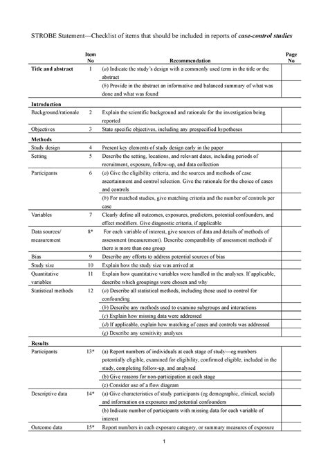 Strobe Checklist Example At Fred Morales Blog