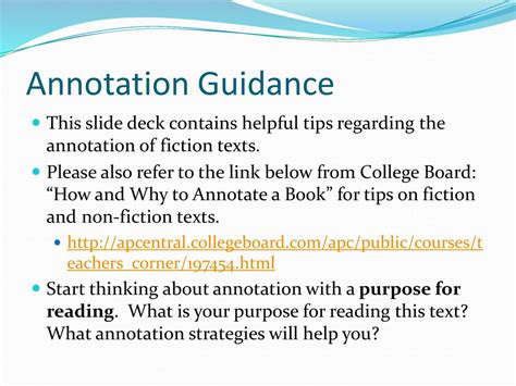 Annotation Guidance This Slide Deck Contains Helpful Tips Regarding The Annotation Of Fiction