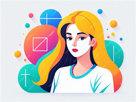 Woman Character With Colorful Geometric Shapes Vector Illustration Premium Ai Generated Vector