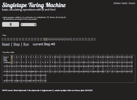 Turingmachine Simulation Addition Subtraction Multiplication And