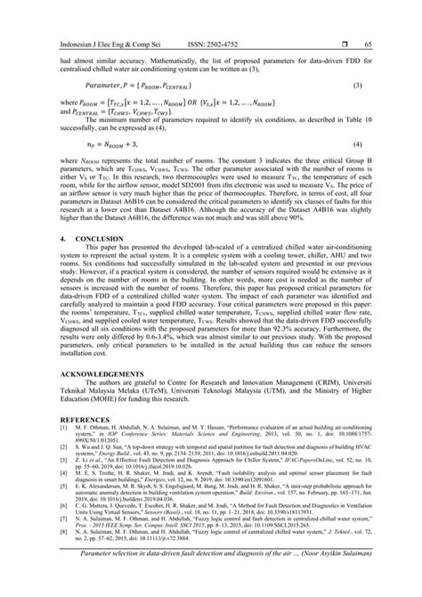 Parameter Selection In Data Driven Fault Detection And Diagnosis Of The