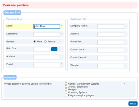 creating a simple multiple page form in joomla® crosstec