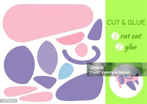 잘라 접착제 종이 만화 핑크 바이올렛 비행기 공예 활동 페이지를 잘라 내고 붙여 넣습니다 유치원 어린이를위한 교육 게임 Diy 워크 시트 아이 로직 게임 활동 퍼즐 벡터