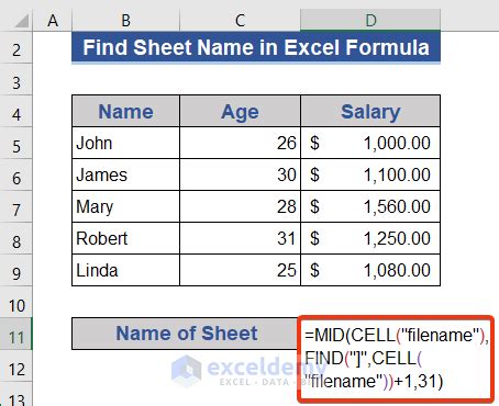 How To Find Excel Sheet Name Using Formula 3 Examples ExcelDemy