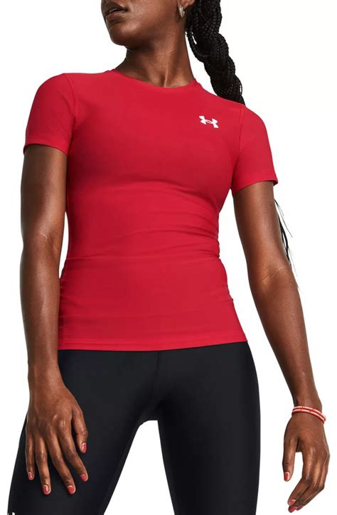 Under Armour Womens Heatgear Og Compression Short Sleeve T Shirt Red