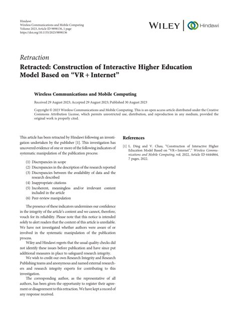 Pdf Retracted Construction Of Interactive Higher Education Model Based On Vr Internet”