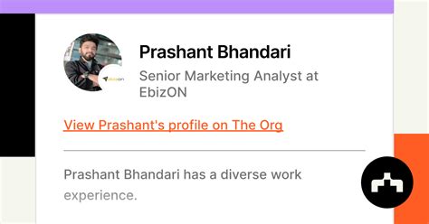 Prashant Bhandari Senior Marketing Analyst At Ebizon The Org