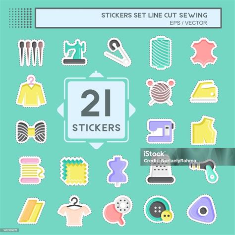 스티커 라인 컷 세트 바느질 교육 기호에 적합합니다 편집 가능한 간단한 디자인 디자인 템플릿 벡터 간단한 그림 가위에 대한 스톡 벡터 아트 및 기타 이미지 Istock
